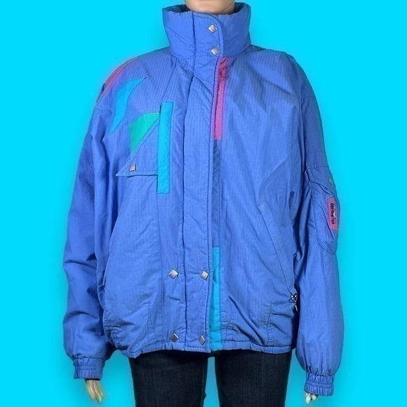 Obermeyer | Jackets & Coats | Vintage Sport Obermeyer Blue Geometric ...